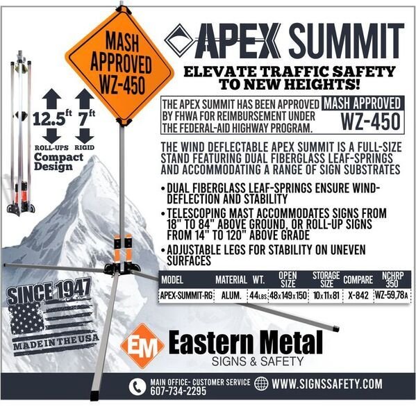 Full Size Sign Stand Apex Summit Mash Approved WZ-450