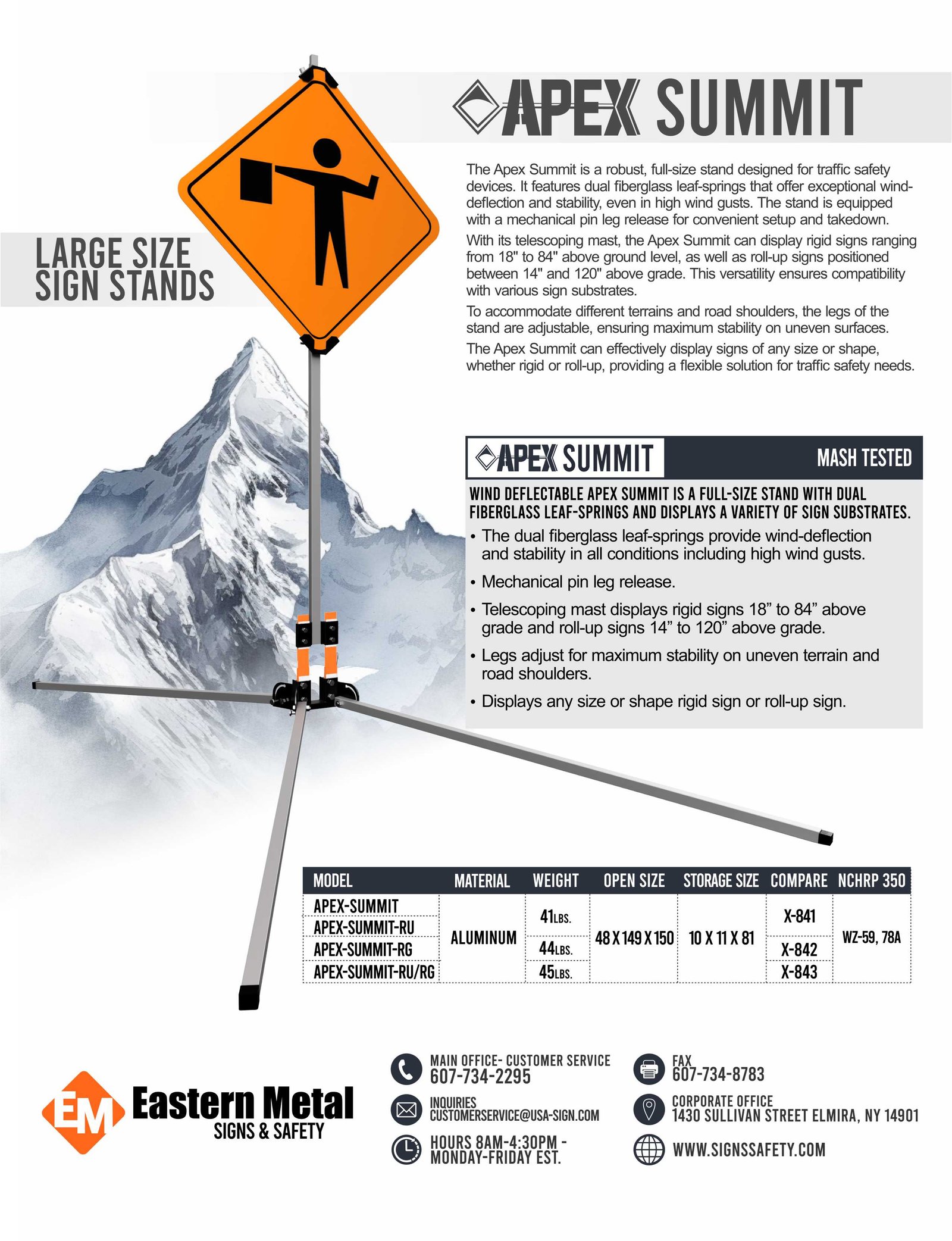 Apex Summit Full Size Sign Stand Traffic Control